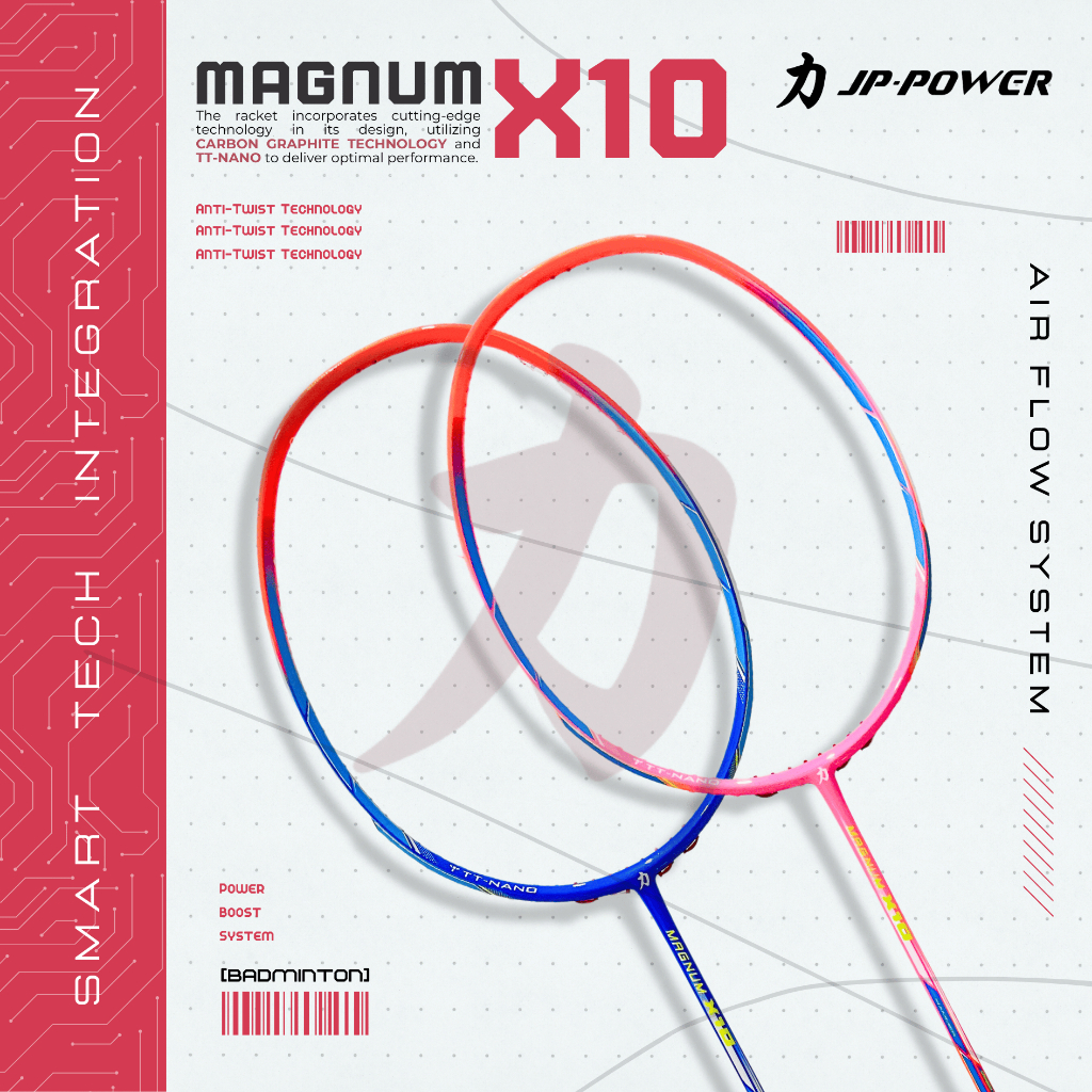 Jual JP POWER Raket Badminton Magnum X10 Original 5U Racket Bulutangkis ...