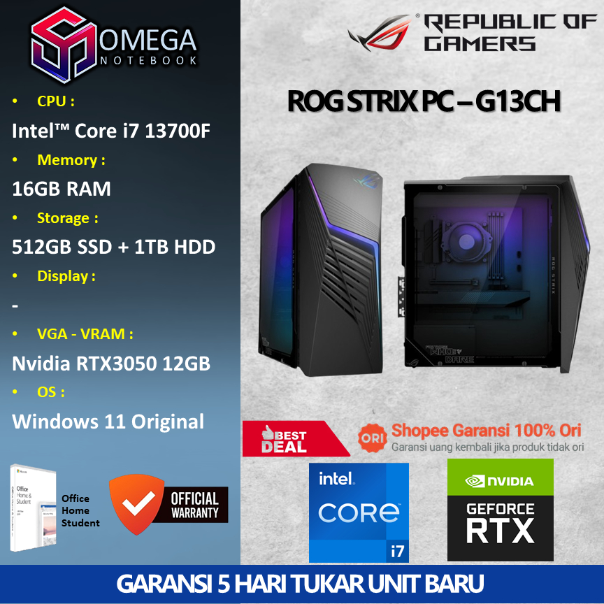 Jual ASUS ROG STRIX PC G13CH i7 13700F 16GB 512GB SSD + 1TB HDD RTX3050 ...