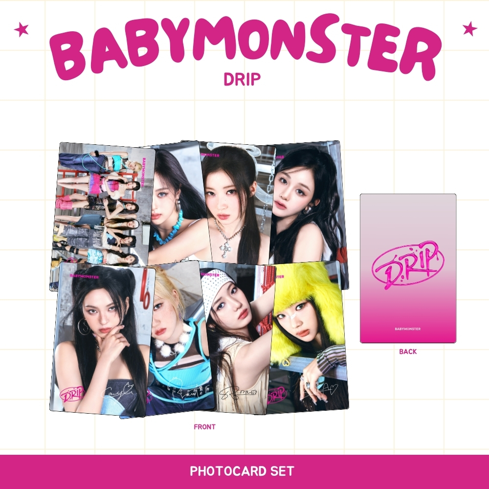 Jual PHOTOCARD BABYMONSTER DRIP 2SISI (ISI 8 PCS + LAMINASI 2 SISI) TANDA TANGAN TTD KPOP CARDS ...