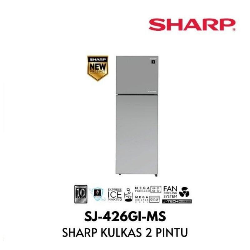 Jual SHARP Kulkas 2 Pintu Lemari ES Two Door Refrigerator J Tech Inverter Glass Door SJ426GIMS ...
