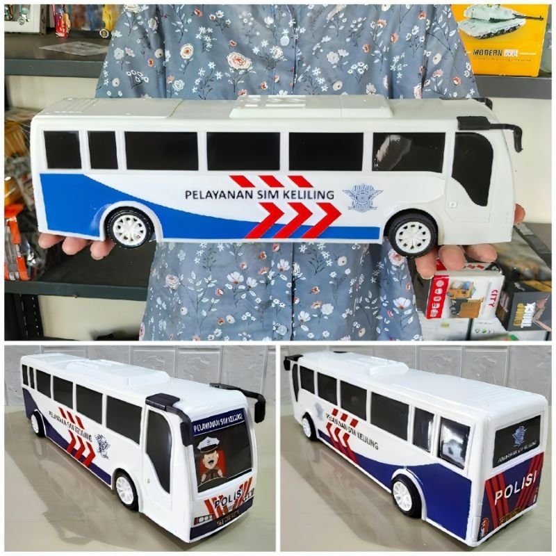 Jual Mainan Bus Polisi Besar Panjang jalan Tanpa Baterai Model Friction ...