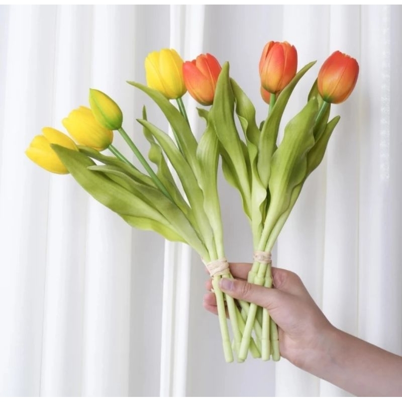 Jual (5 Tangkai) Bunga Tulip Artificial Bahan Premium Realistic Tanaman ...