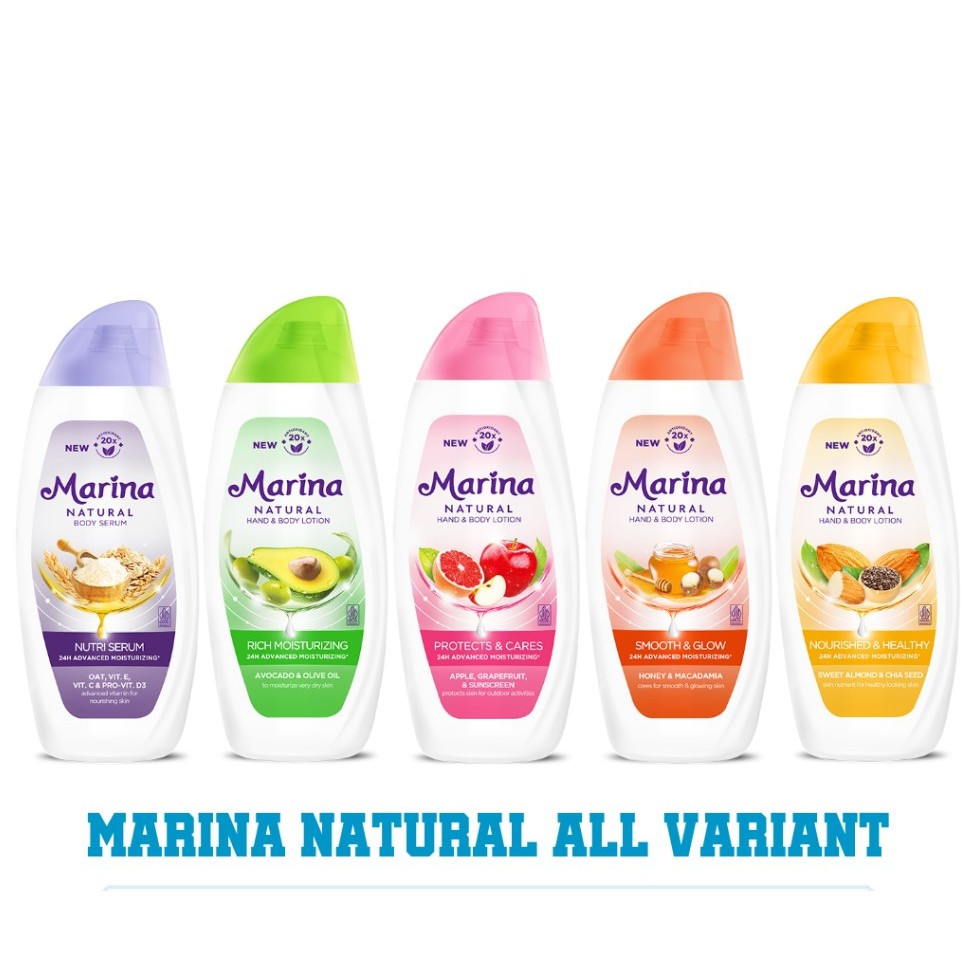 Jual MARINA Natural Hand & Body Lotion 92ml / 150ml / 185ml / 250ml / 350ml | Shopee Indonesia