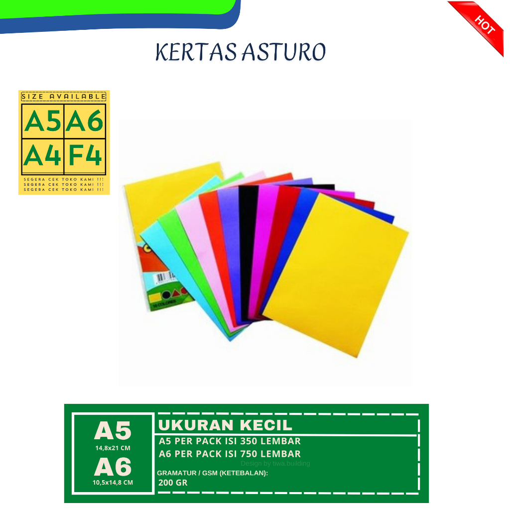 Jual KERTAS ASTURO A5 PERPACK ISI 350 LEMBAR TERSEDIA BERBAGAI VARIAN ...