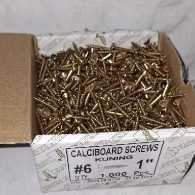 Jual Sekrup calciboard 6 x 1 (50pcs) skrup GRC kuning 6x1 2.5cm ...