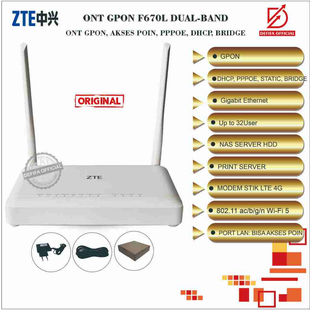 Jual Modem ZTE ZXHN F670L Fiber Optik Wireless WIFI ONT ONU Dual Band ...