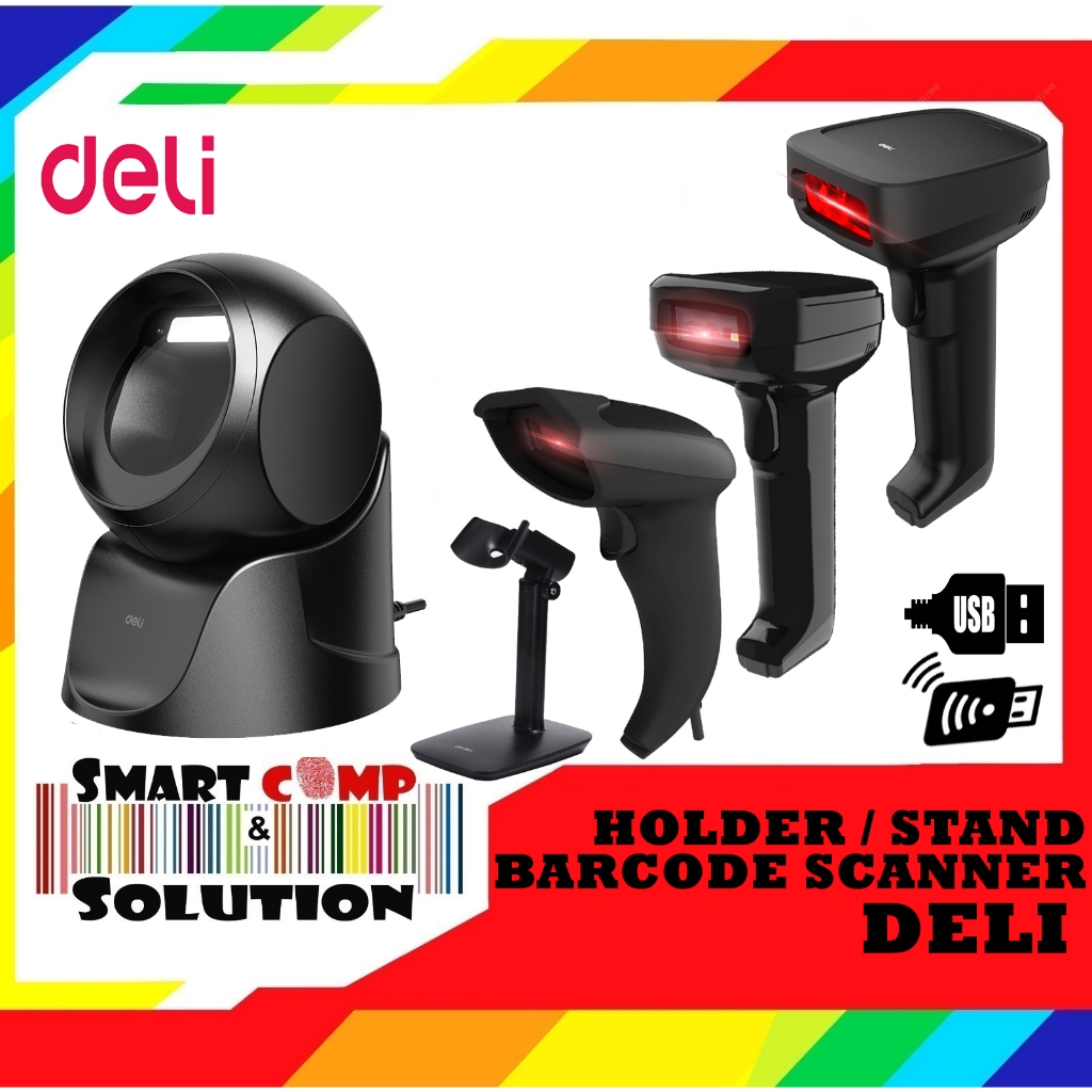 Jual Barcode Scanner Deli 1D 2D USB Wireless Omni Handheld QR Code ...