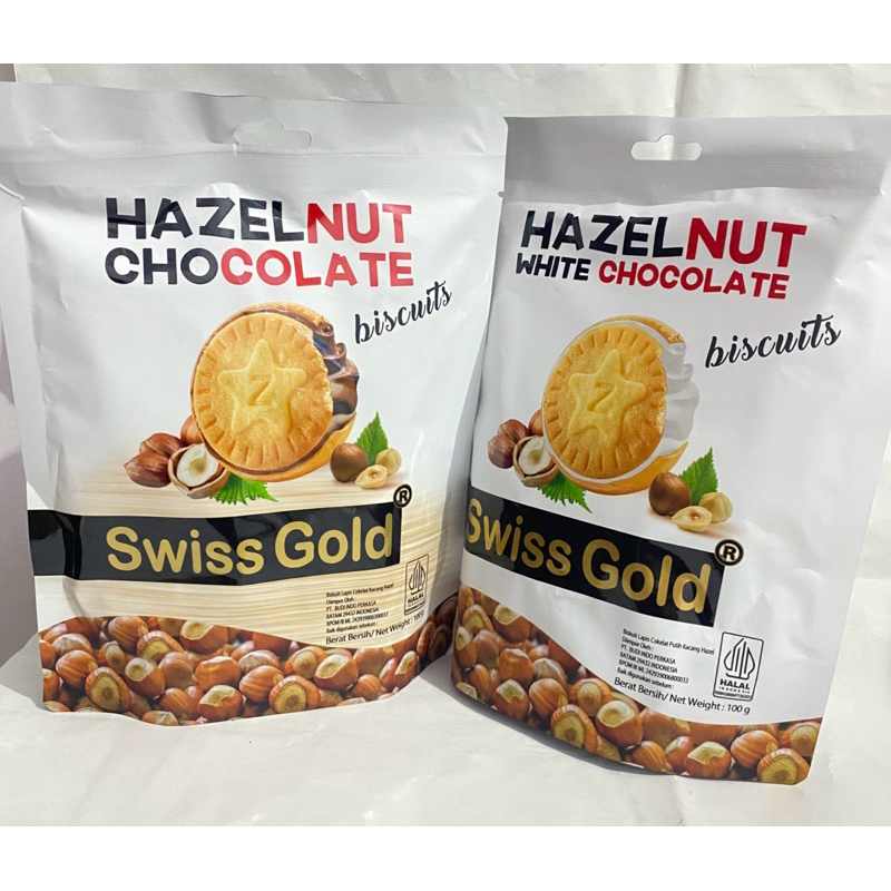 Jual Eceran Swiss Gold Hazelnut Biscuit Biskuit Hazelnut Milk White ...