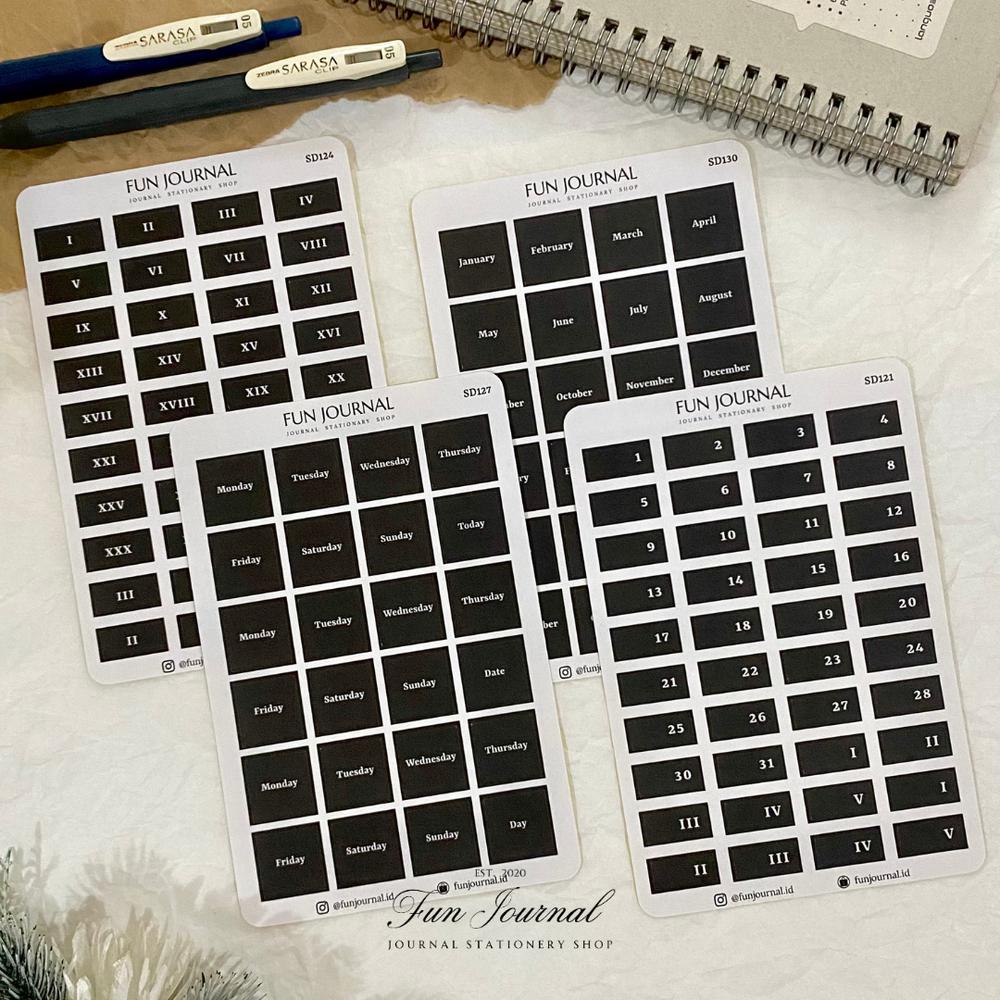 Jual SIMPLE DATE, DAY, AND MONTH TANGGAL, HARI, DAN BULAN STICKER ...