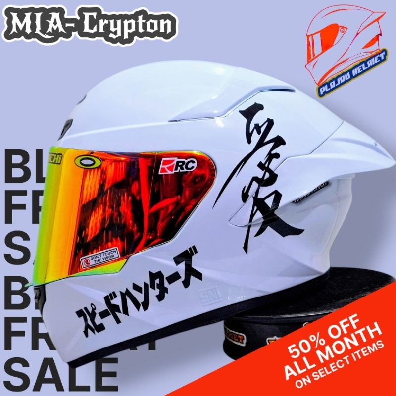 Jual Helm full face TTC MLA white paket ganteng kenji spoiler | Shopee ...