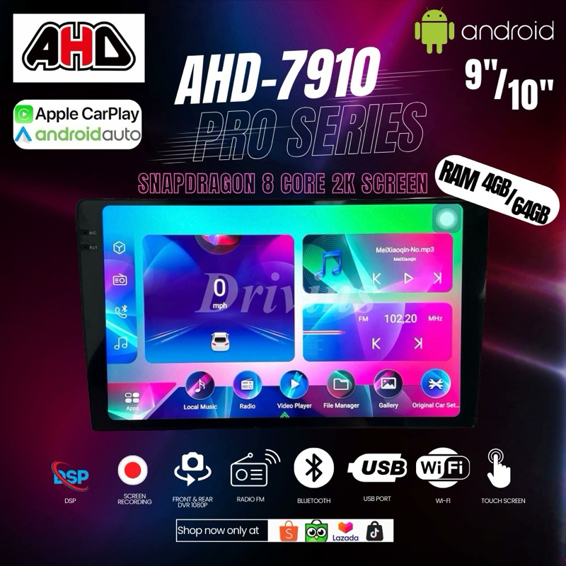 Jual Head Unit Double Din Android Ahd-7910 Pro Series 9”/10” Inch Ram 4 ...