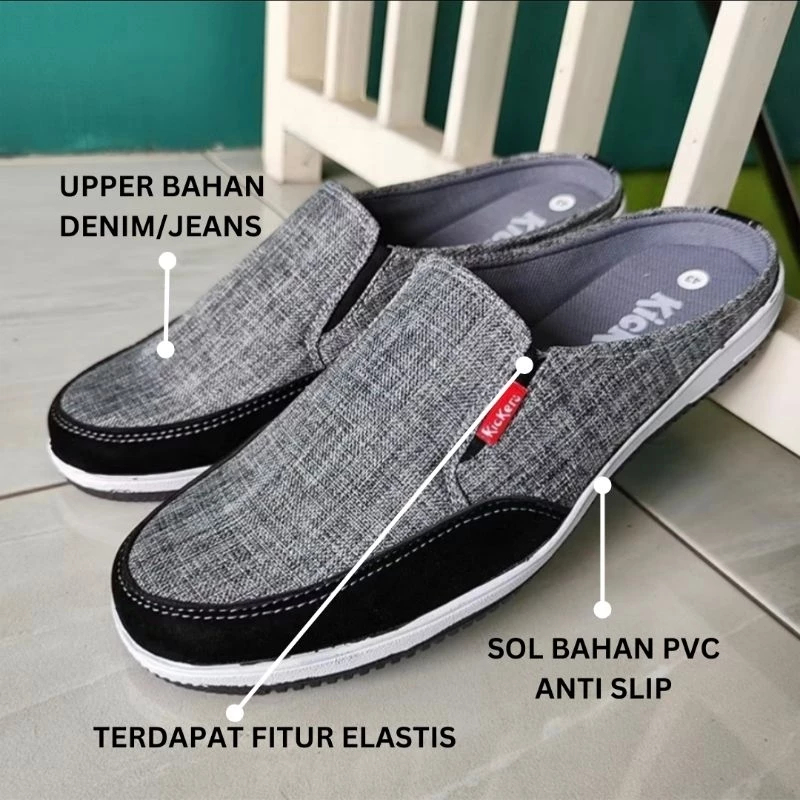 Jual Sepatu Slop Pria Sandal Bustong Slip On Santai Premium Bahan Kain ...