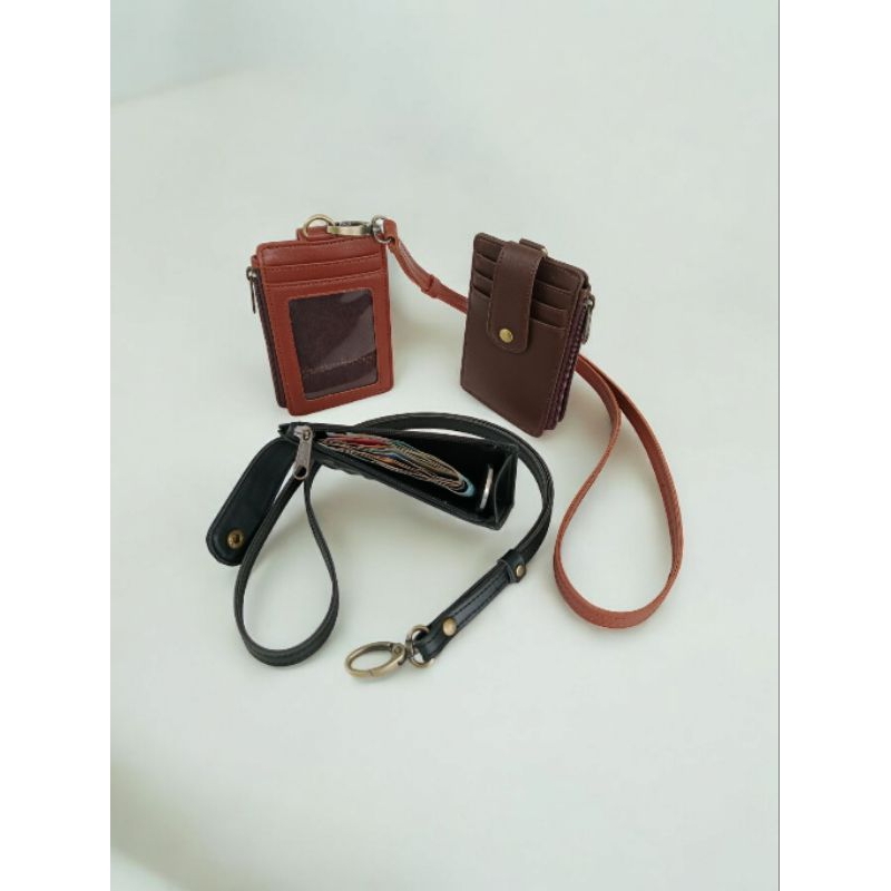 Jual id card holderd lanyard dompet name tag multifungsi zipper rell ...
