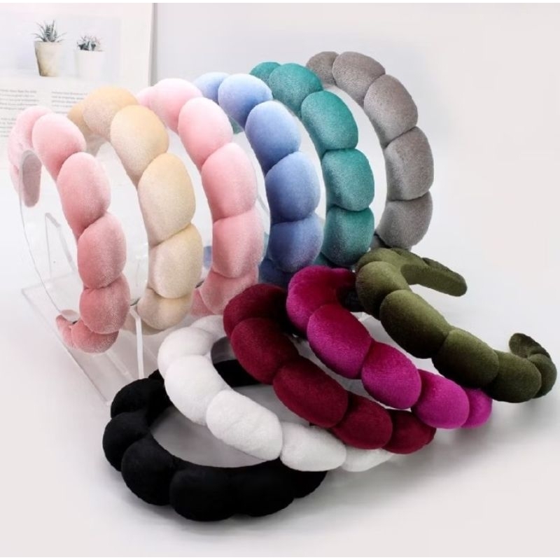 Jual Bando Shell Busa Tebal Jumbo Fluffy Empuk Polos Bandana Cloud ...