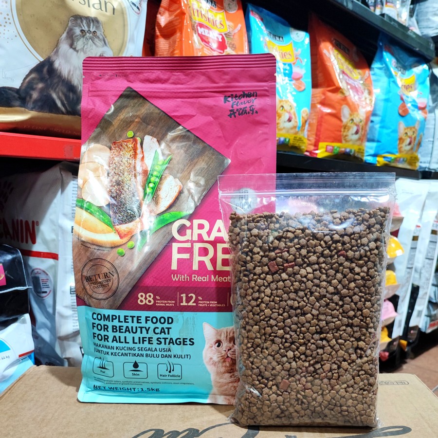 Jual KITCHEN FLAVOR GRAIN FREE BEAUTY CAT FOOD (REPACK 1 KG ) Kf beauty ...
