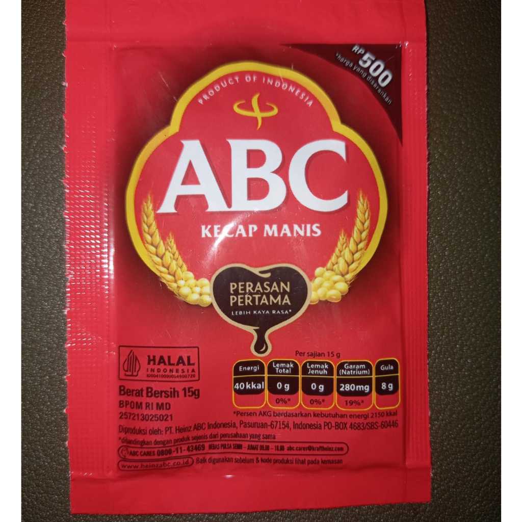 Jual Kecap manis ABC 15 gr sachet - 1 renceng isi 12 sachet | Shopee ...