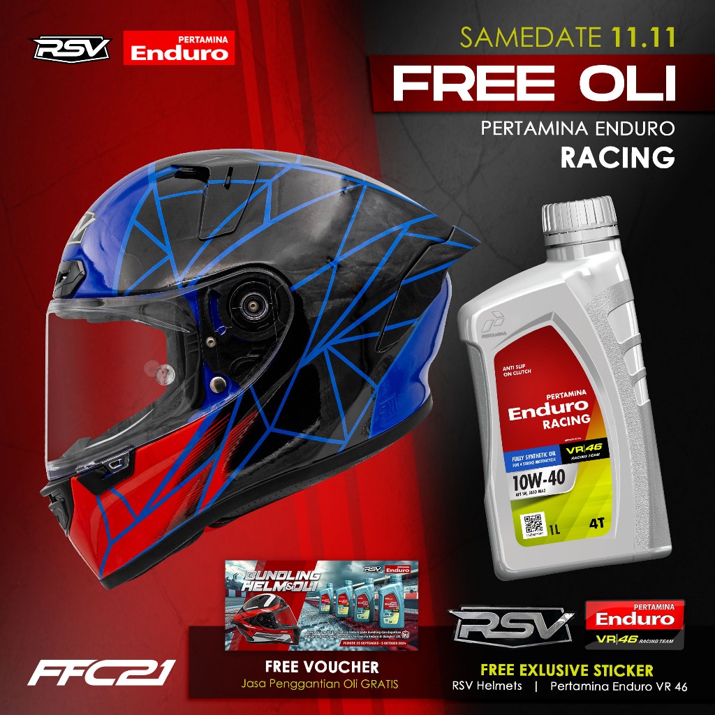 Jual HELM RSV FFC21 SERIES + GRATIS OLI PERTAMINA ENDURO RACING 4T ...