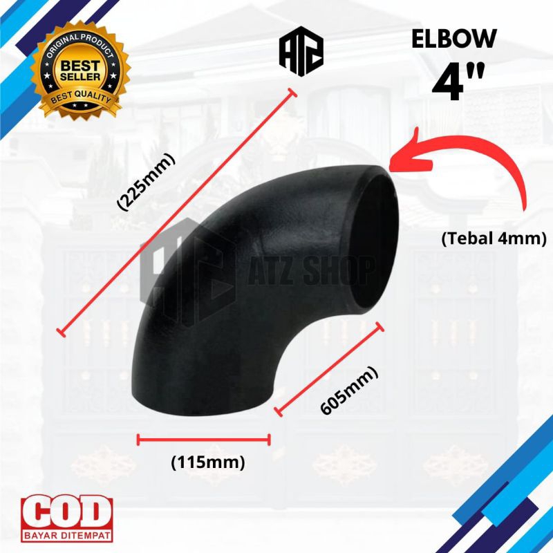 Jual ELBOW PIPA BESI 4" Tebal 2,5mm-3mm | SAMBUNGAN PIPA BESI 4 INC ...