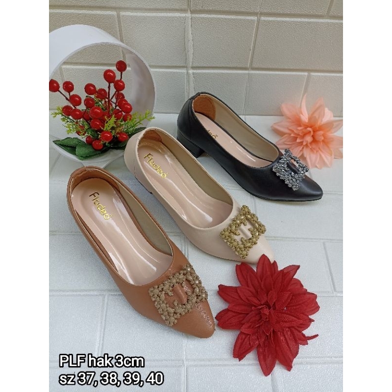Jual Sepatu kerja pantopel PLF hak 3cm size 37-41 sepatu wanita fladeo ...