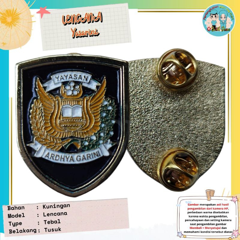 Jual LENCANA TEBAL YASARINI BELAKANG TUSUK | Shopee Indonesia