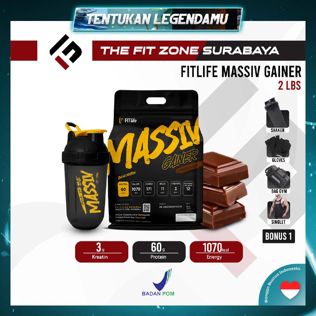 Jual FITLIFE Massiv Gainer 2 Lbs Supplement Fitness Weight Mass Gainer ...