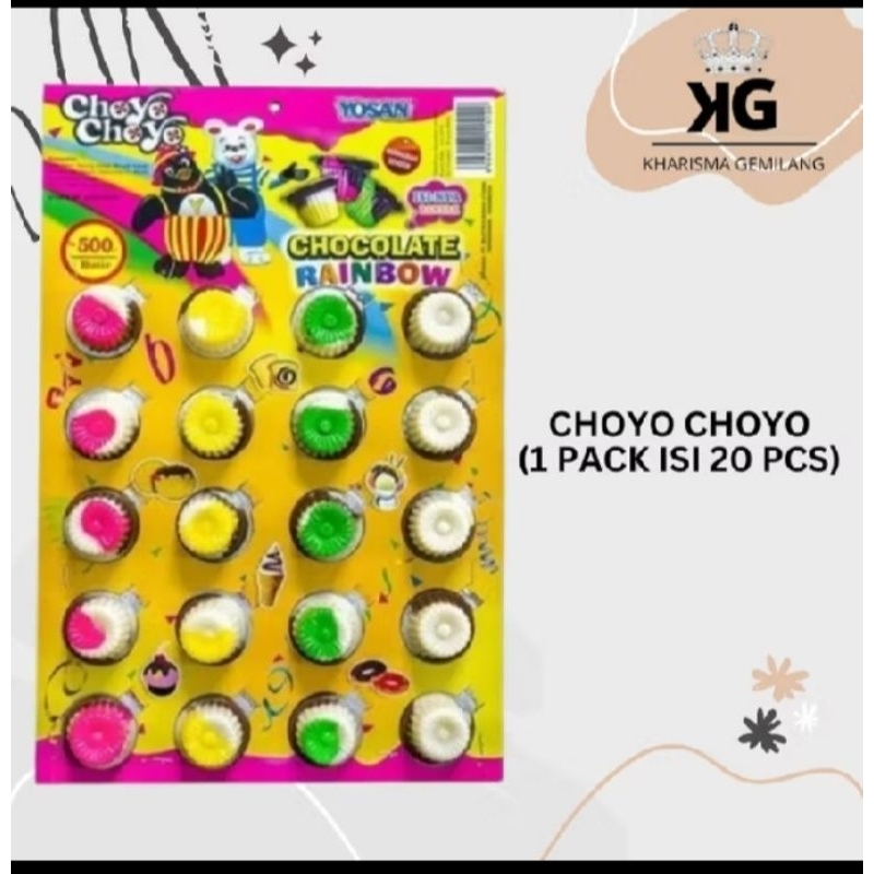 Jual Yosan Choyo Choyo 1 pack isi 20 makanan cup Rainbow 1 Lembar Rasa ...