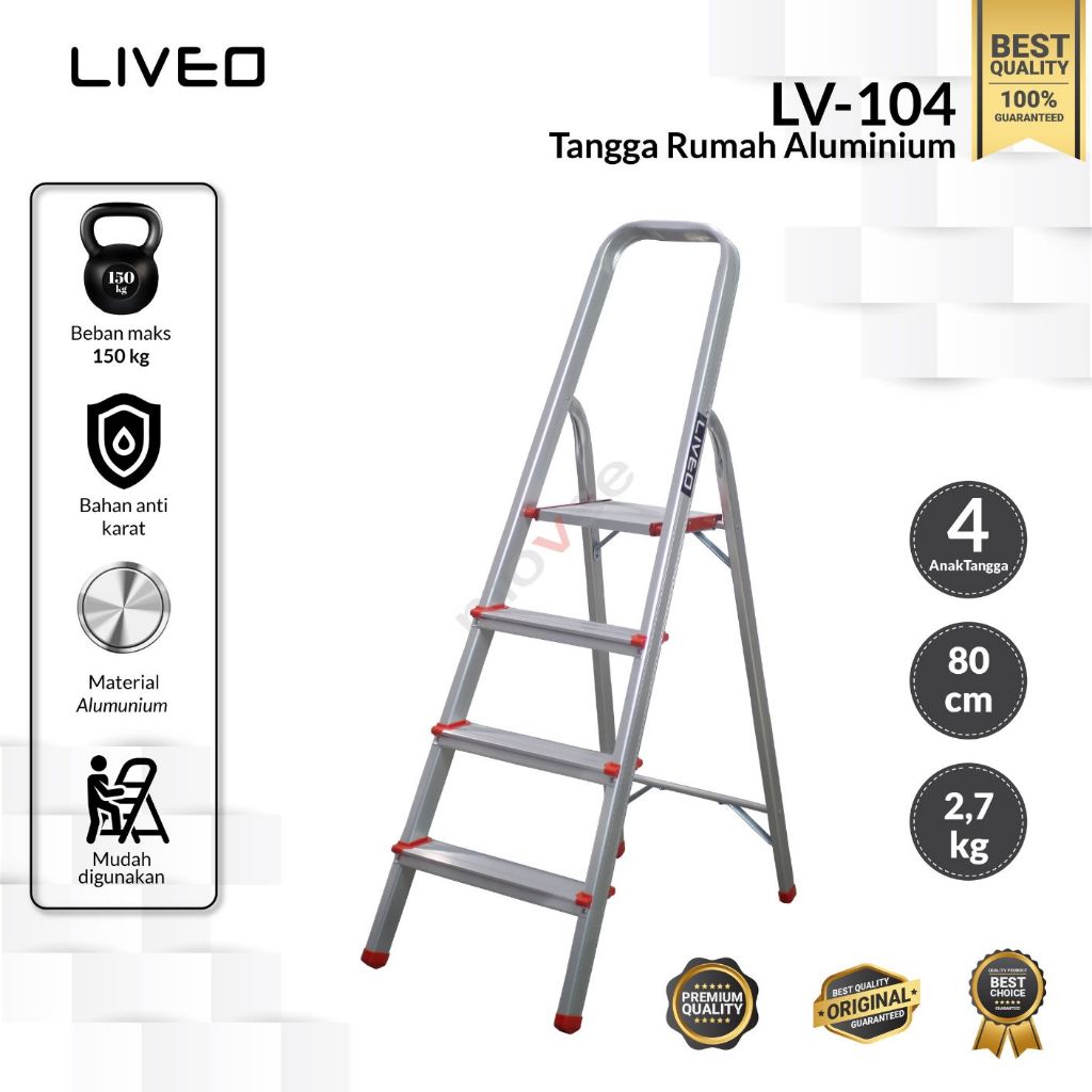 Jual Liveo - Tangga Lipat Aluminium LV-104 Tangga 4 (Empat) Step ...