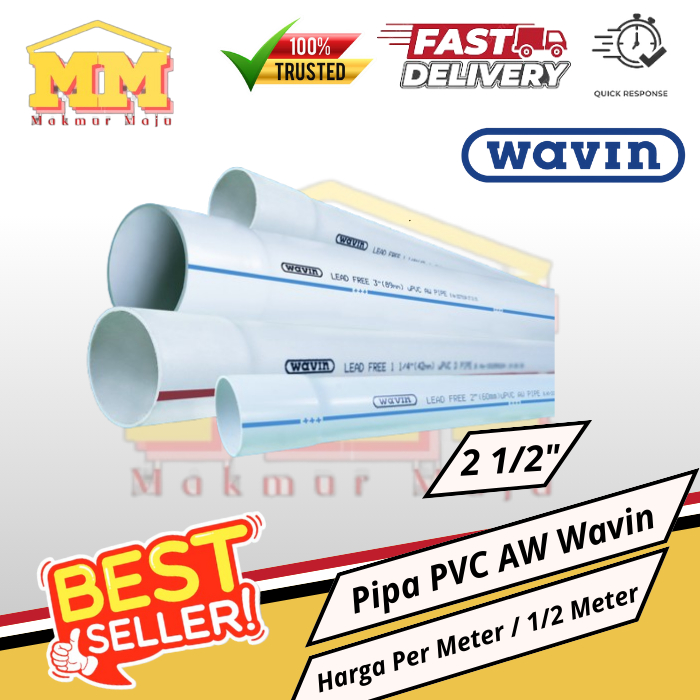 Jual Pipa Paralon PVC 2 1/2" 2,5 inch Wavin AW Tebal Meteran / Eceran ...