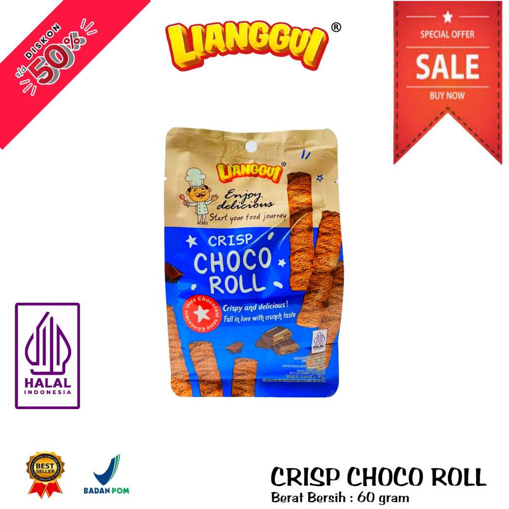 Jual [ LIANGGUI ] WAFER COKELAT ROLL I CRISP CHOCO ROLL | COKLAT ...