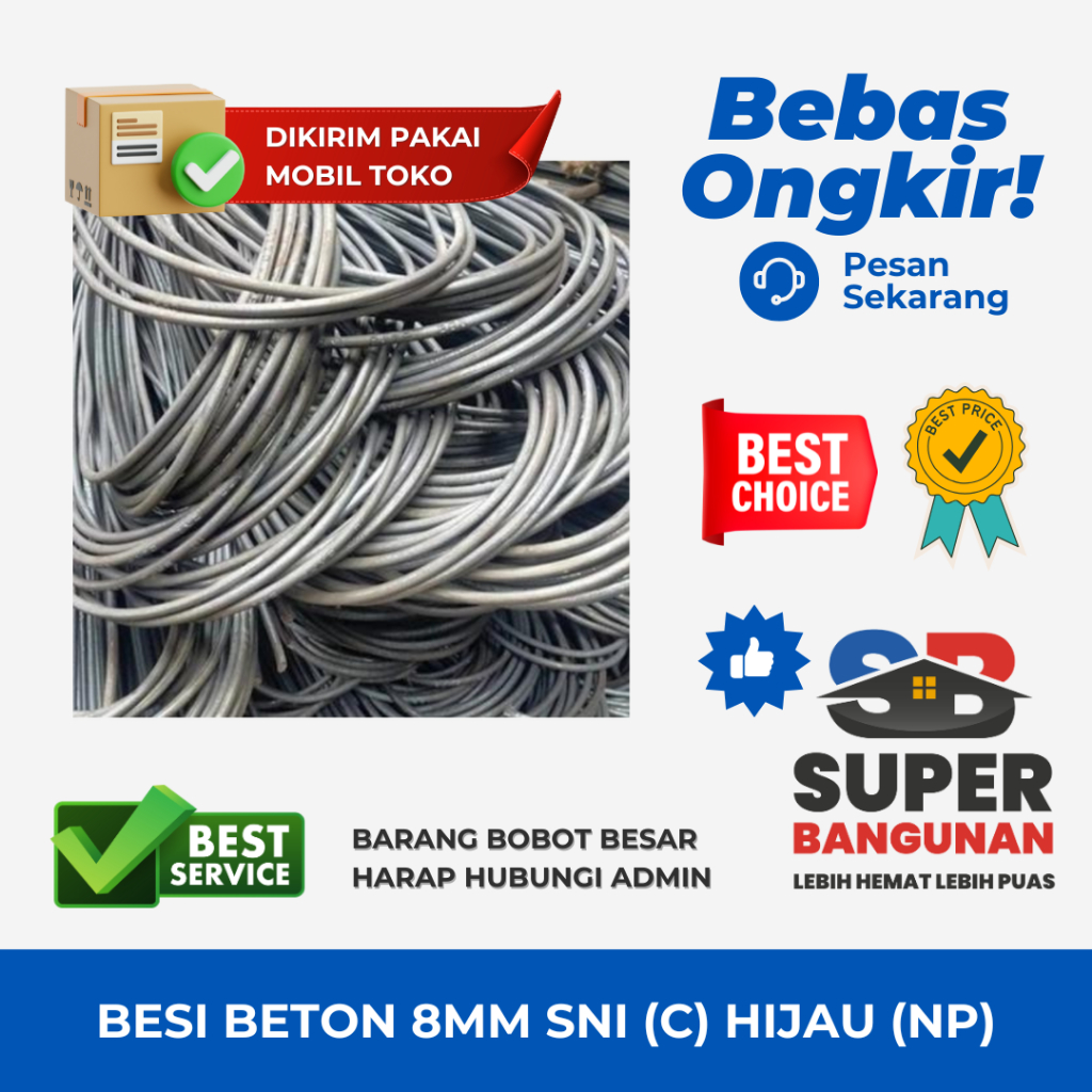 Jual BESI BETON 8MM SNI (C) HIJAU (NP) | Shopee Indonesia