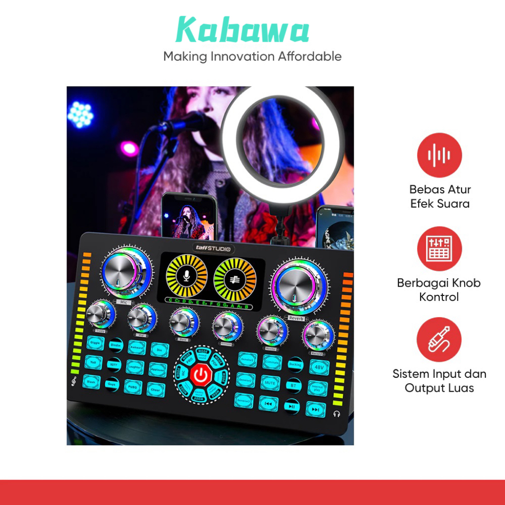 Jual Kabawa Mixer Audio External Sound Card Live Phantom Power 48V - Q7 ...