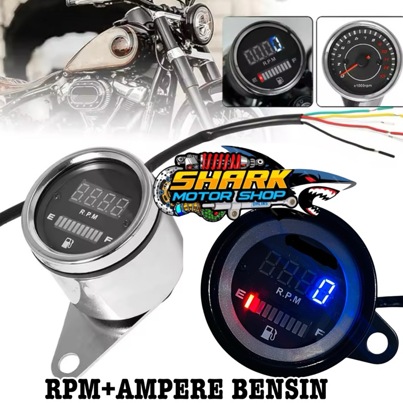Jual RPM AMPERE BENSIN DIGITAL TACHOMETER FUEL METER/ INDIKATOR BENSIN ...