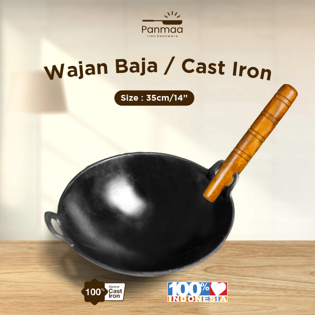 Jual Wajan baja cor 14” (35cm) tebal anti lengket / wajan nasi goreng ...