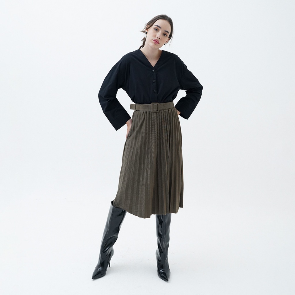 Jual Mississippi Rok Midi Flare Wanita I31000267M Cokelat | Shopee ...