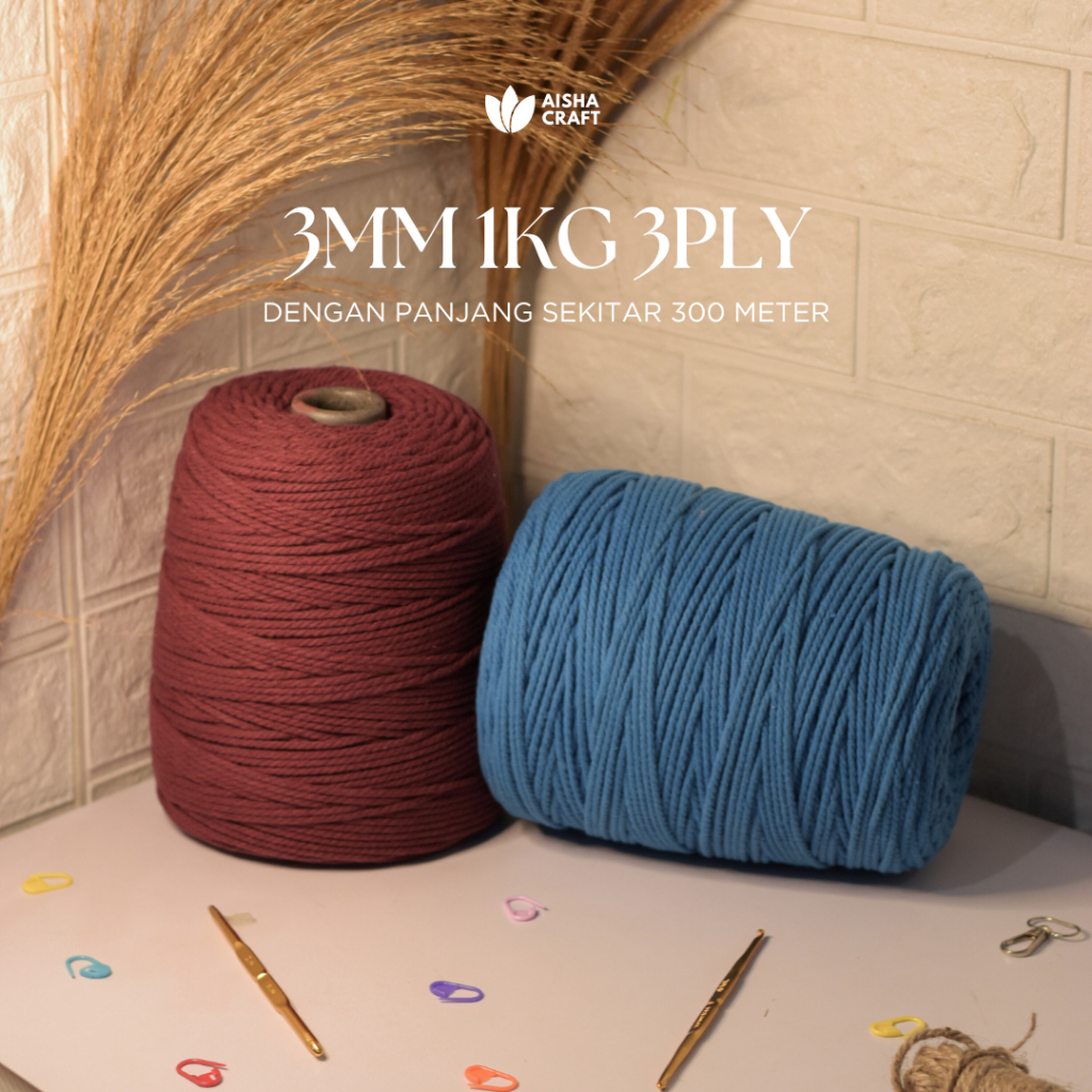 Jual Tali Katun Macrame Warna 3MM 1KG 3PLY (Part 2) Murah Berkualitas | Shopee Indonesia