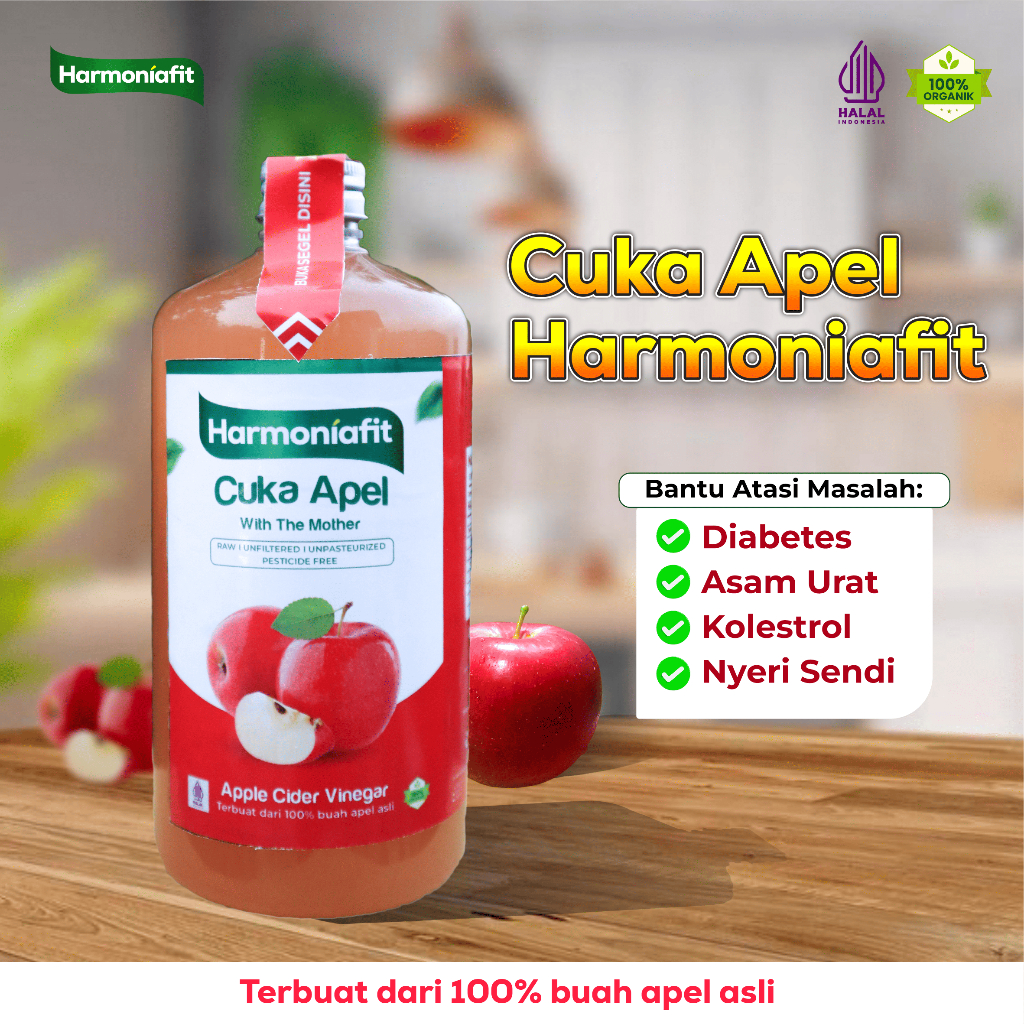 Jual CUKA APEL ORIGINAL ORGANIK 500ML / APPLE CIDER VINEGAR WITH MOTHER ...