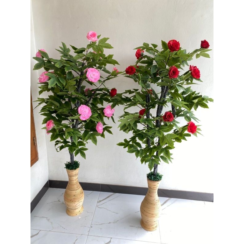 Jual hiasan sudut ruangan pohon mawar artificial tinggi 150cm | Shopee ...