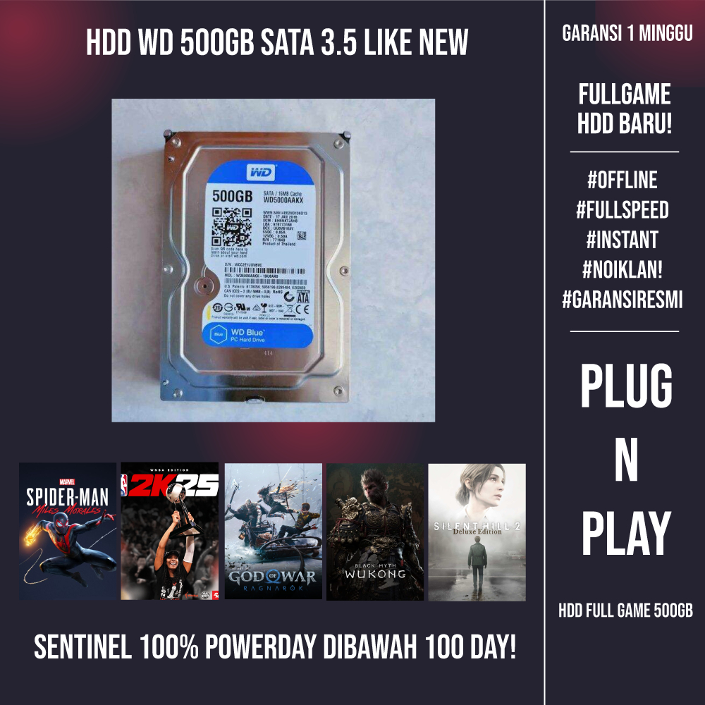 Jual HDD FULLGAMES WD 500GB SATA 3.5 HARDDISK PC | HARDISK GAME PC PnP ...
