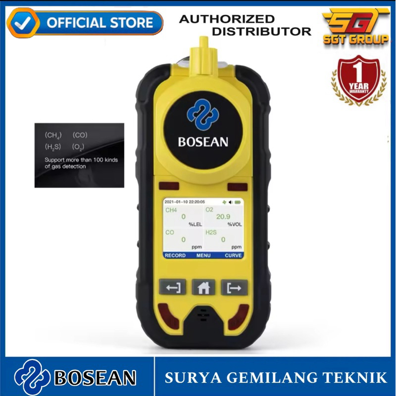 Jual H2S O2 CO LEL Multi Gas Detector 4 In 1 Bosean BH-4M Hydrogen ...