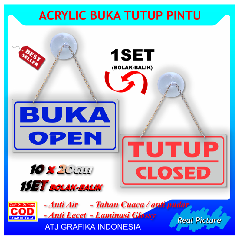 Jual Display akrilik buka tutup open closed petunjuk buka tutup toko ...