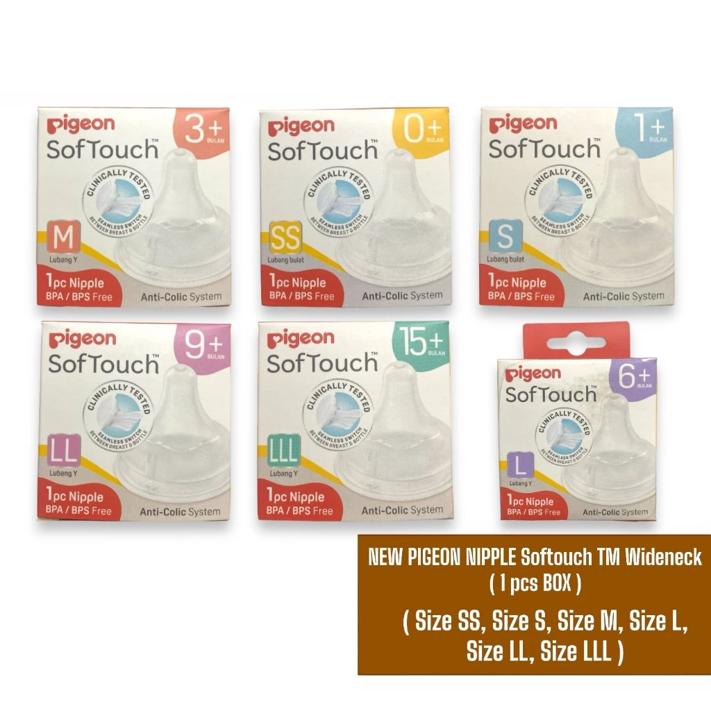 Jual PIGEON NIPPLE PERISTALTIC PLUS WIDE NECK GENDUT ISI 1 PCS / NEW NIPPLE SOFTOUCH ANTI COLIC ...