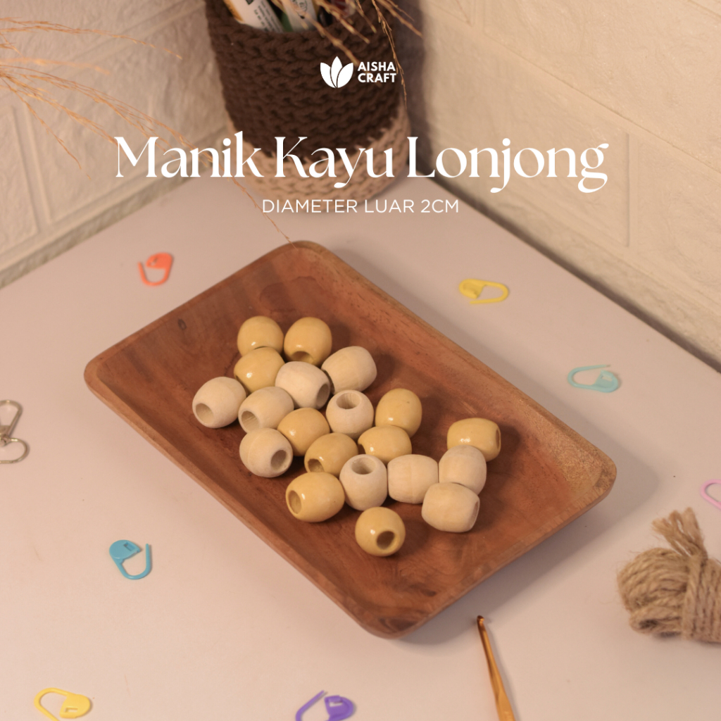 Jual Manik Kayu Lonjong Wooden Beads Warna Ukuran 2CM (HARGA PER 10PCS ...
