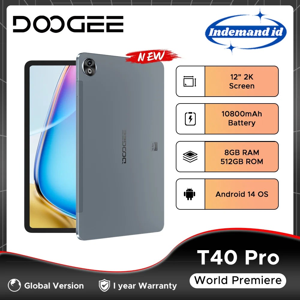 Jual DOOGEE T40 PRO Tablet 12" 20GB 512GB Helio G99 6nm Android 14 ...