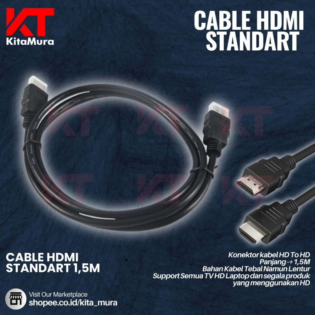 Jual Kabel HD Flat 1,5 M || Cable HD Standar 1,5 M | Shopee Indonesia