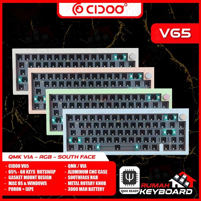 Jual MECHANICAL KEYBOARD - CIDOO V65 - 66 KEYS - GASKET - SOUTH ...