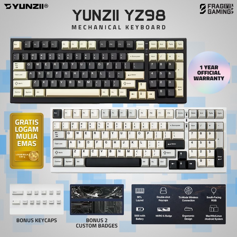 Jual YUNZII YZ98 Mechanical Gaming Keyboard Yunzi Yunzii YZ-98 YZ 98 ...