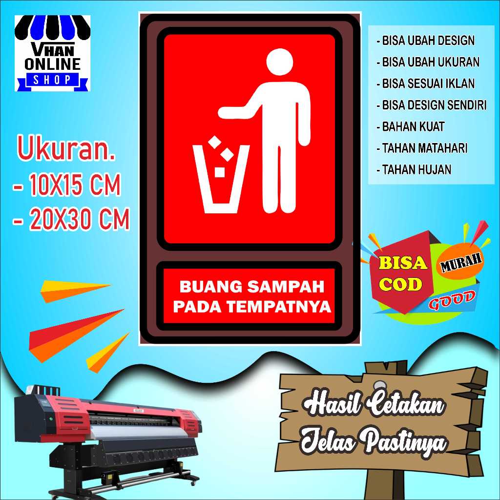 Jual Cetak Sticker Buang Sampah Pada Tempatnya Merah | Shopee Indonesia