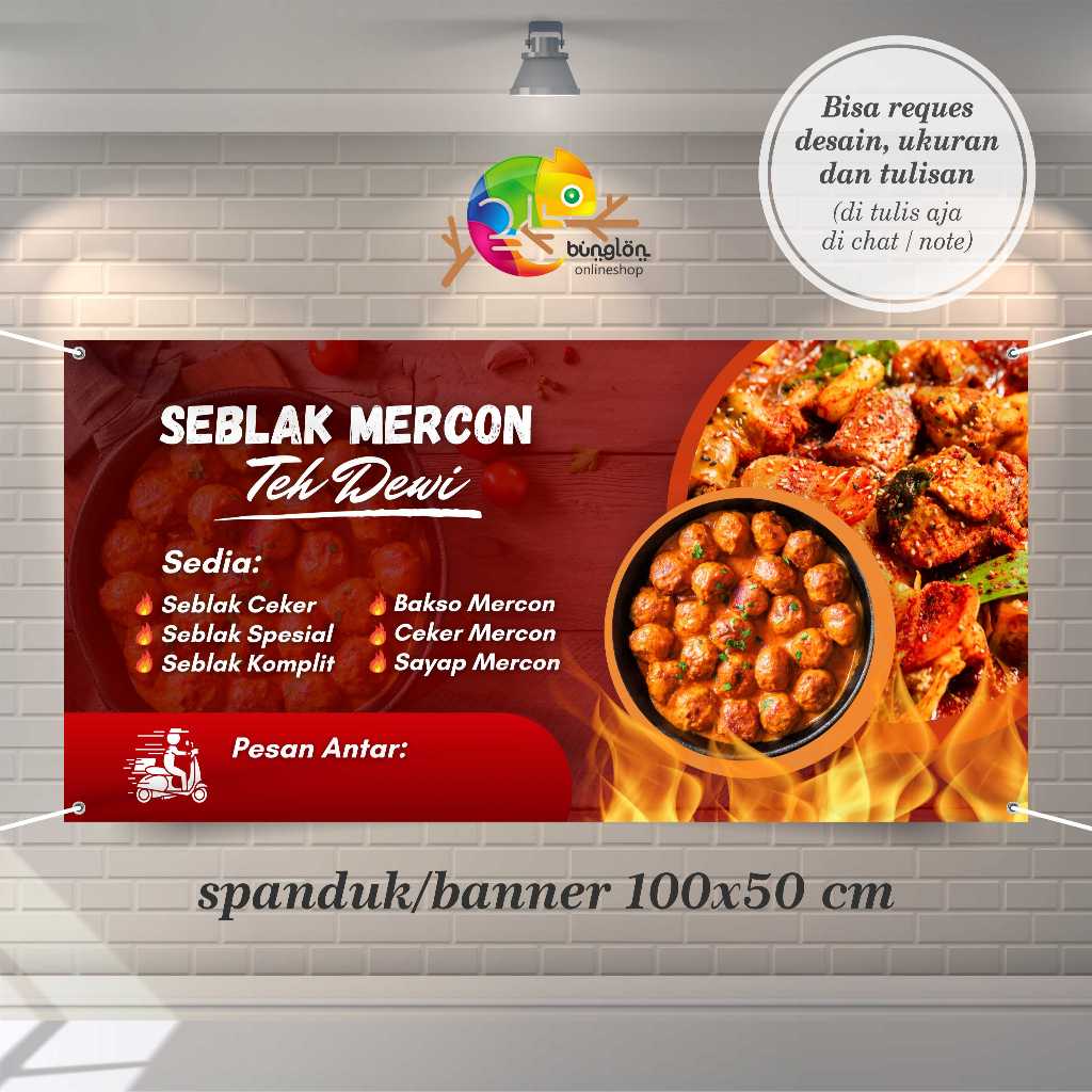 Jual Cetak Spanduk Banner Seblak Mercon | Shopee Indonesia