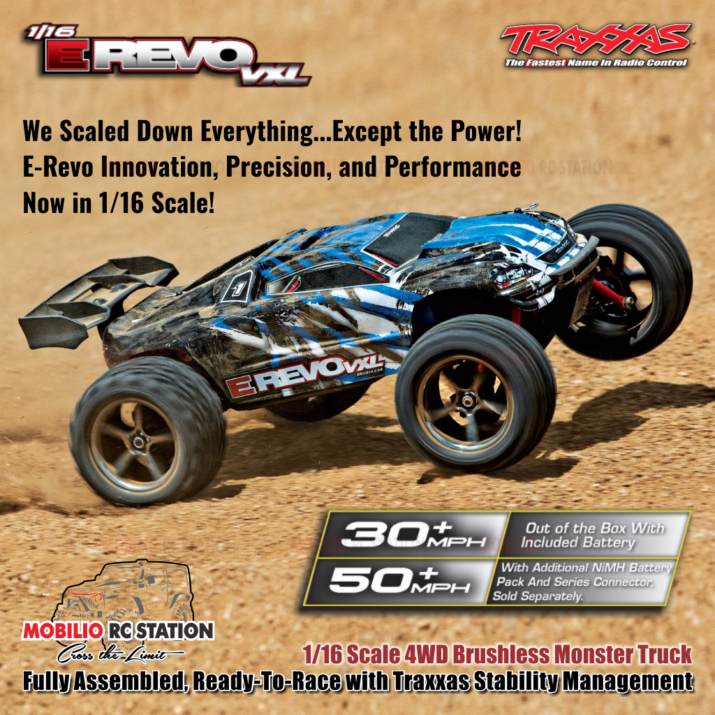 Jual Traxxas Mini E-Revo VXL 1/16 Scale 4WD Brushless Monster Truck ...