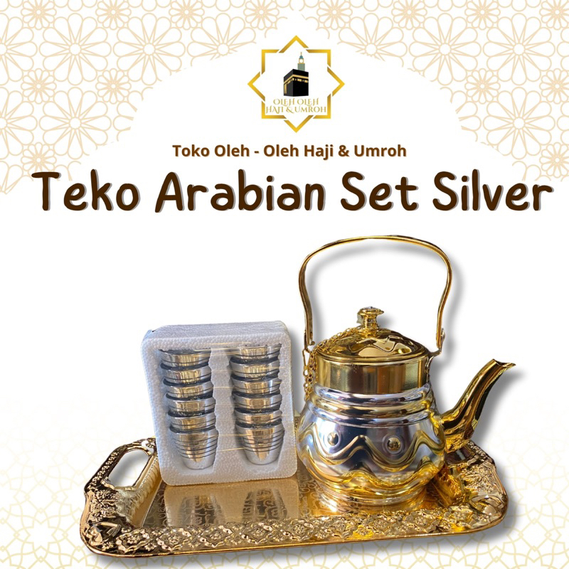 Jual TEKO ARABIAN SET SILVER STAINLESS TEKO GELAS SILVER NAMPAN SATU ...